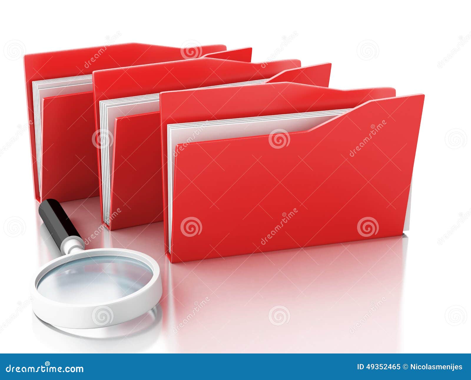 3d Magnifying Glass and Computer Files Stock Illustration ...