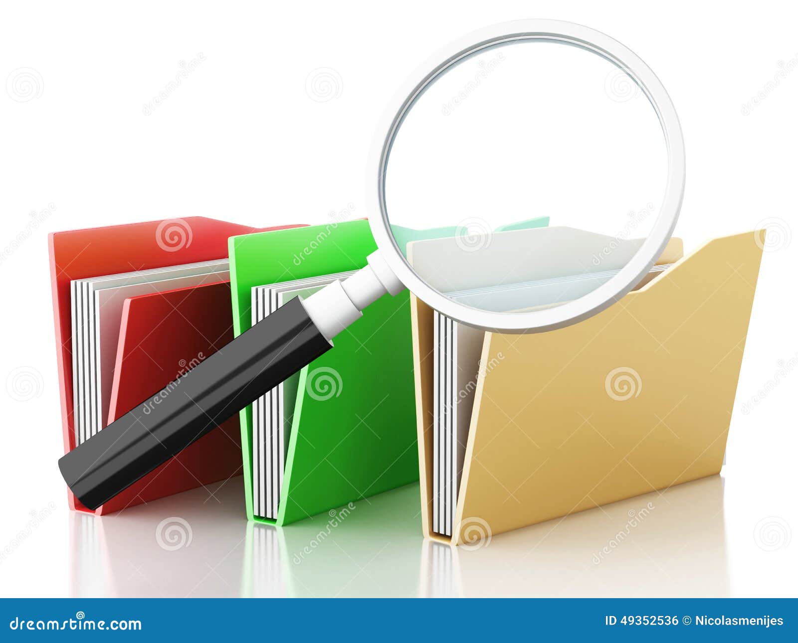 3d Magnifying Glass and Computer Files Stock Illustration ...