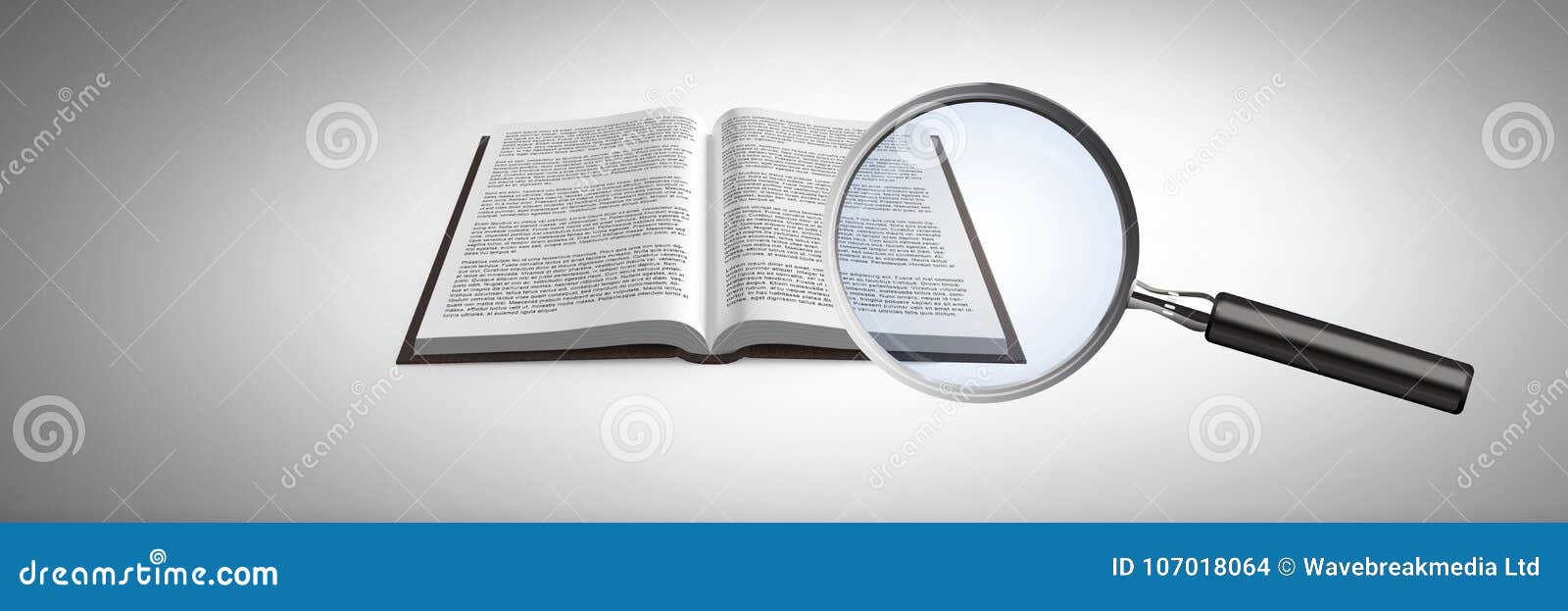 3D Magnifying Glass Over Book Stock Illustration - Illustration of ...