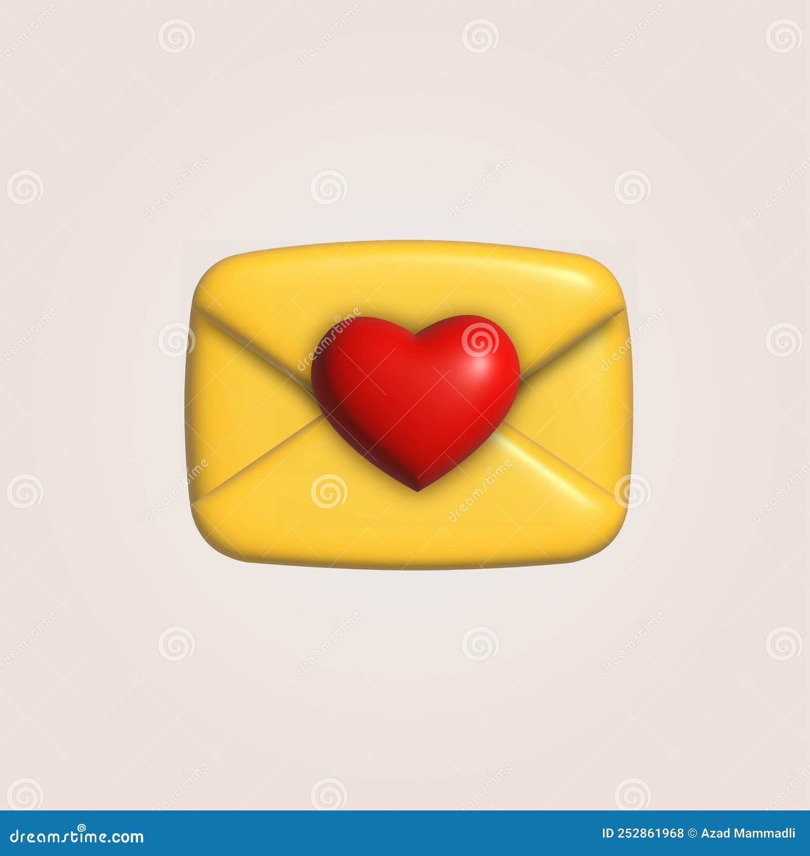 3d Mail Envelope with Red Heart. Vector Stock Vector - Illustration of ...