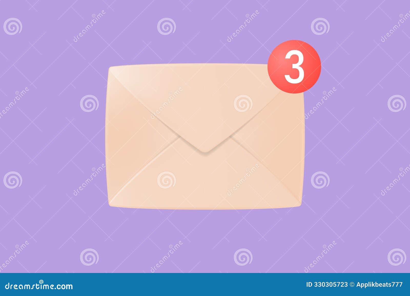 3d Mail Envelope with Red Marker Three Message. Mail Notification ...