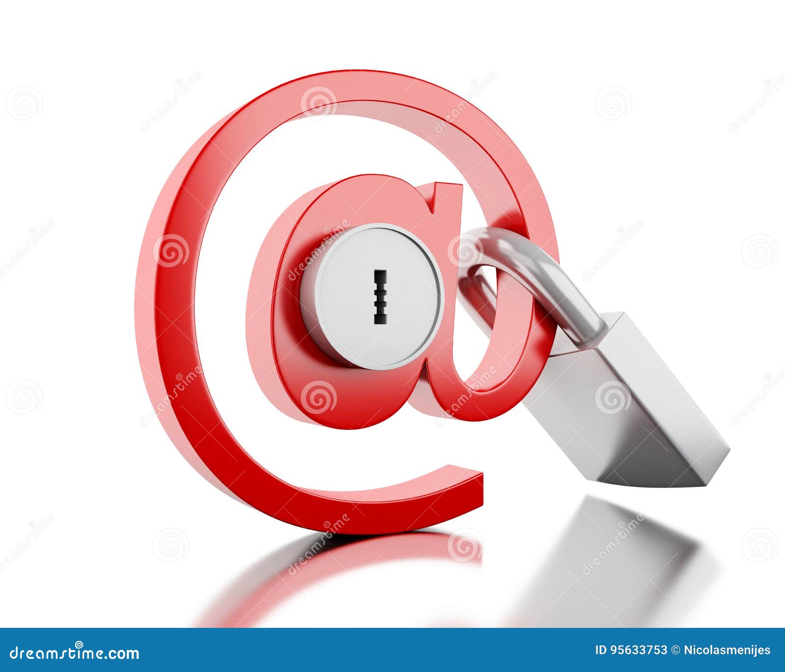 3d Mail Sign with Lock and Padlock Stock Illustration - Illustration of ...