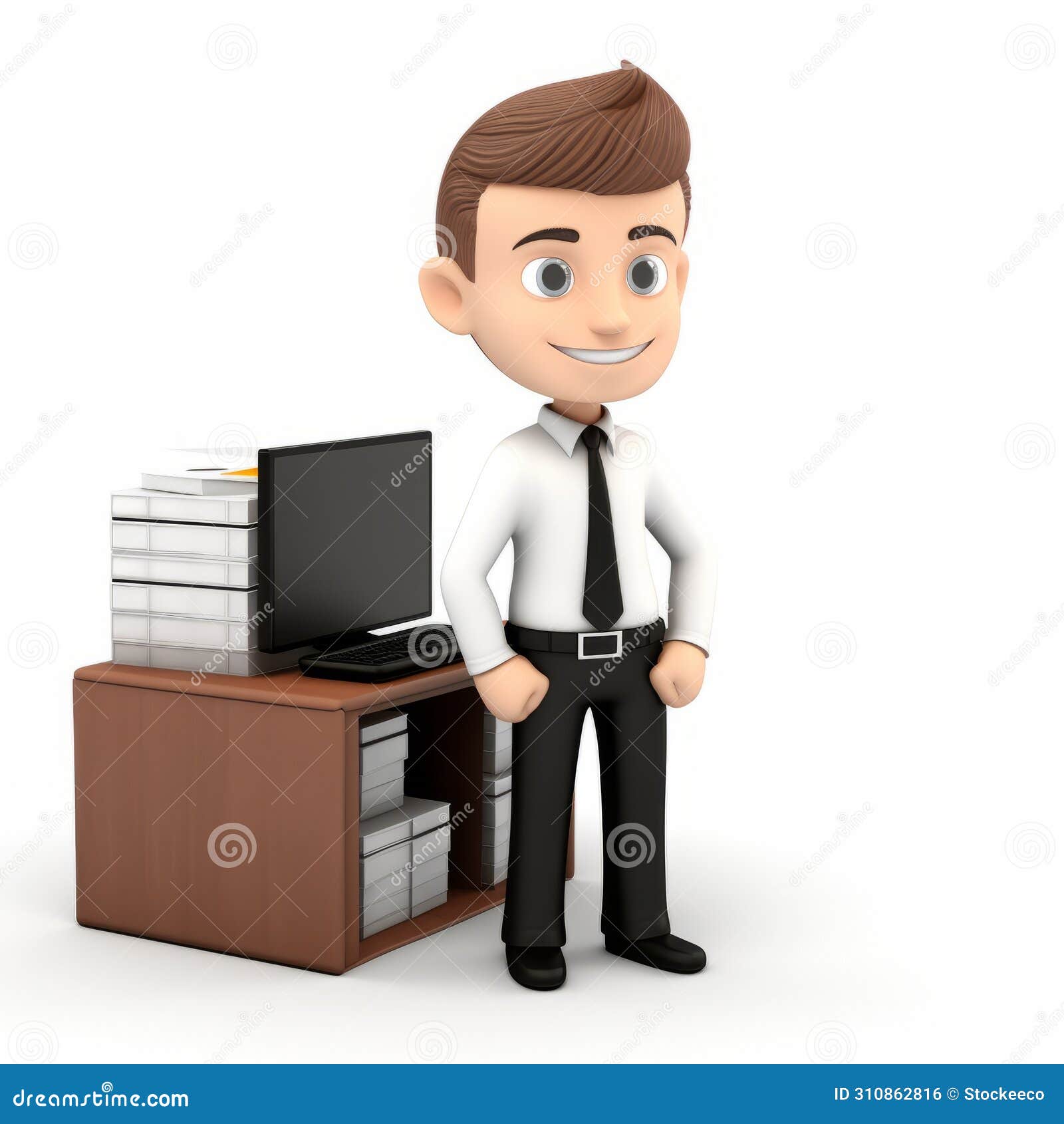 3d Male Administrative Assistant on White Isolated Background Stock ...
