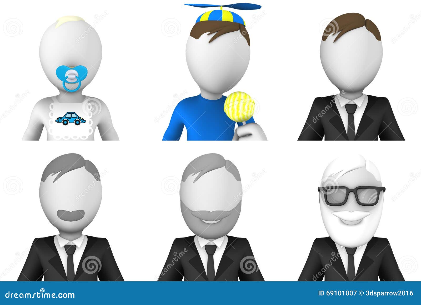 3d Male Avatar Icon Set Stock Illustration - Image: 69101007