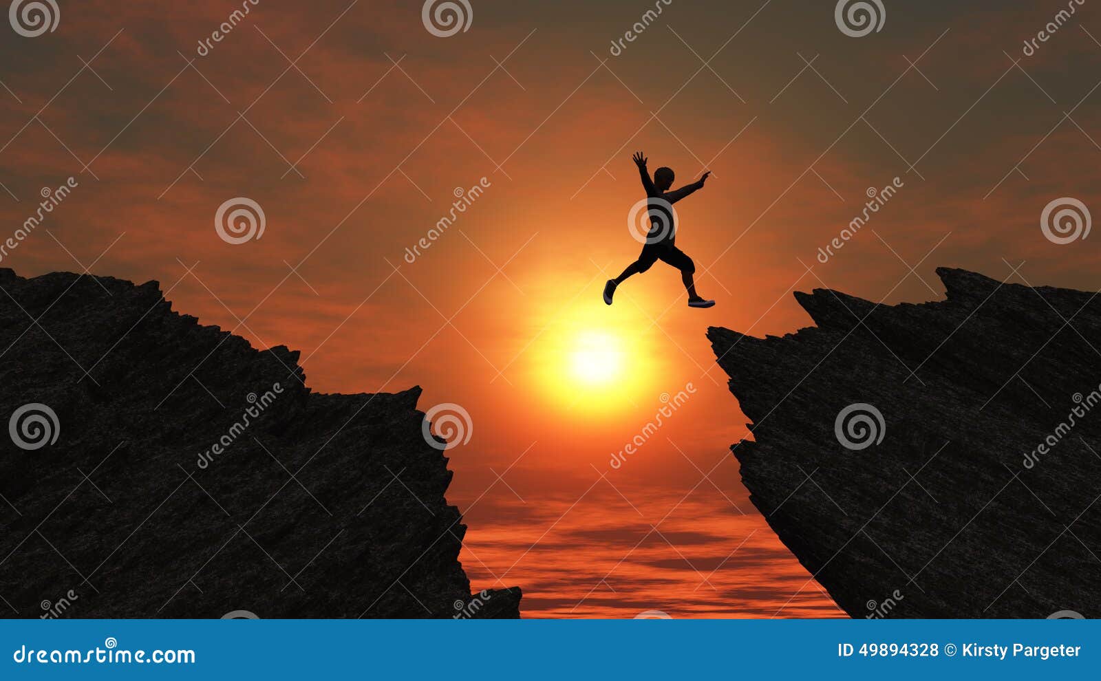 3D Male Figure Jumping on Mountains Stock Illustration - Illustration ...
