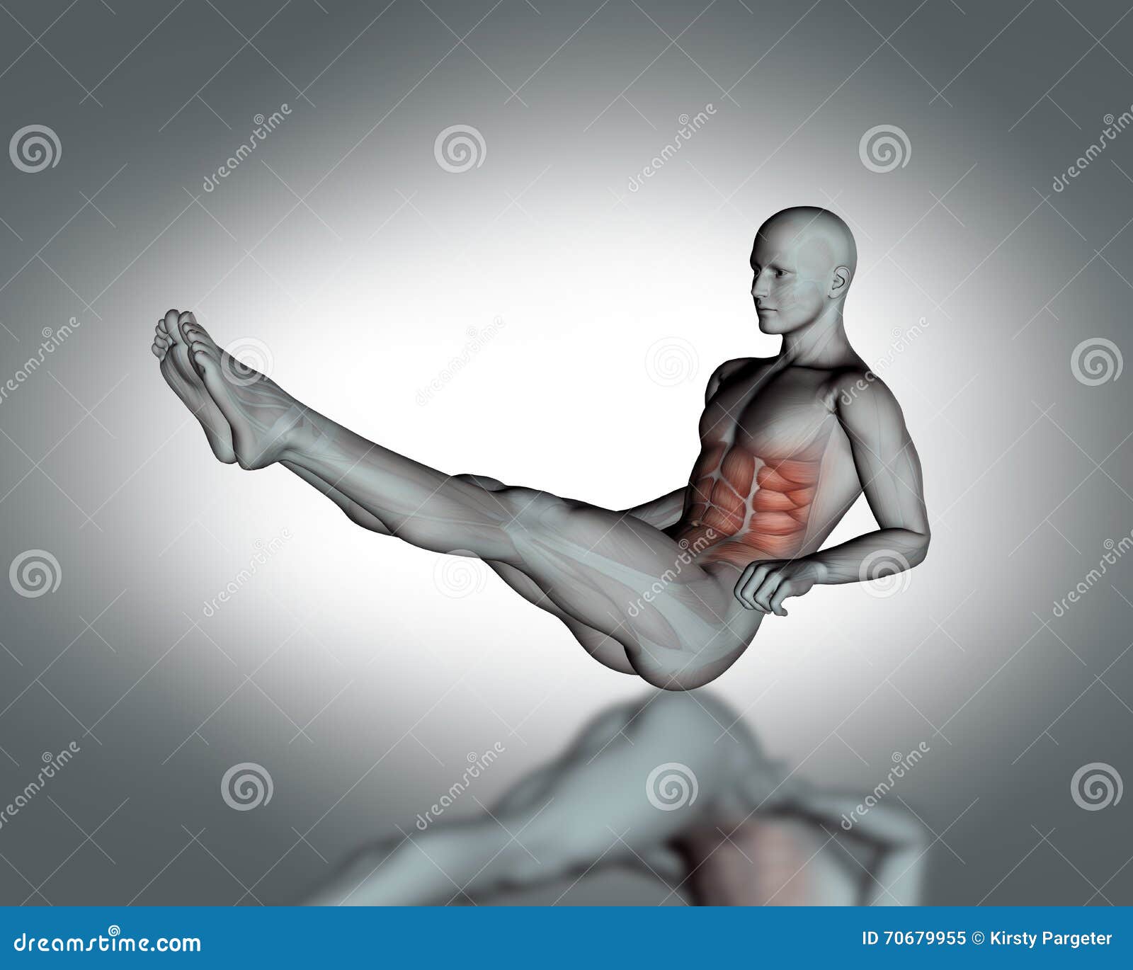 3D Male Figure with Partial Muscle Map Stock Illustration ...