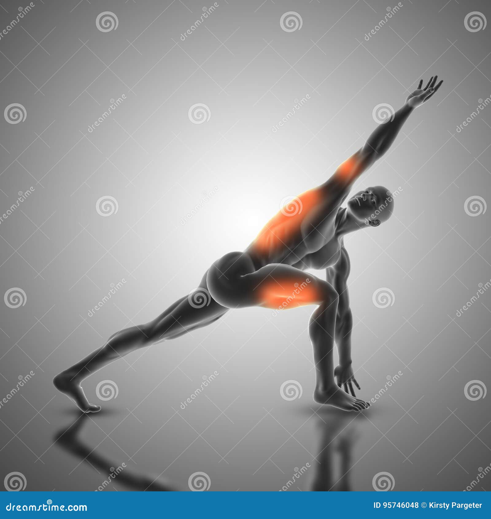 3D Male Figure in Revolved Side Angle Pose Stock Illustration ...