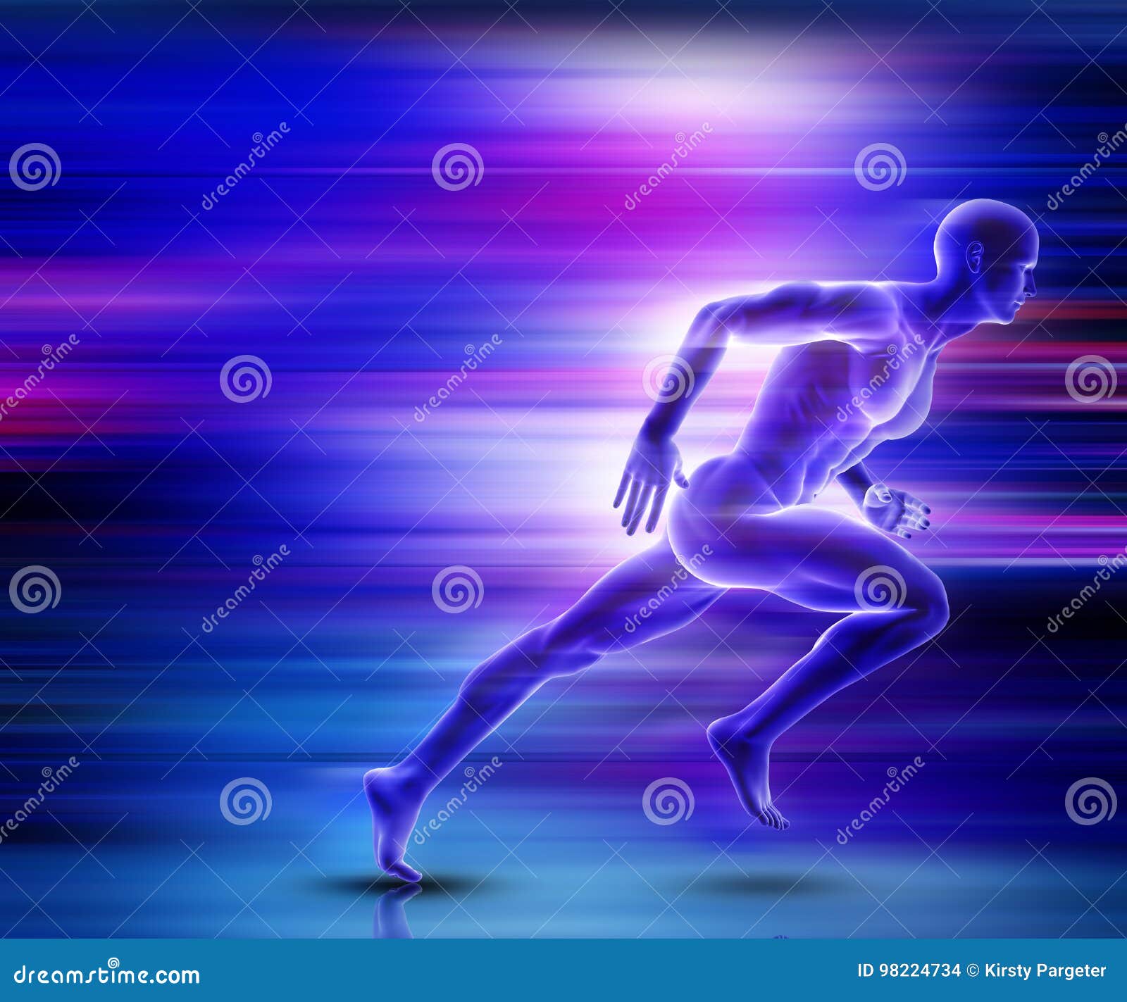 3D Male Figure Sprinting with Motion Effect Stock Illustration ...