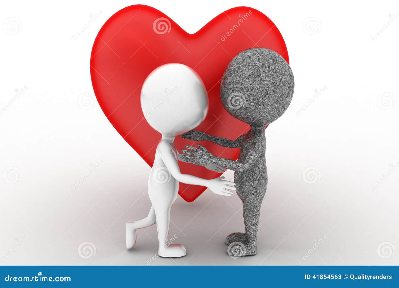 3d Man and Alien Love Concept Stock Illustration - Illustration of grey ...