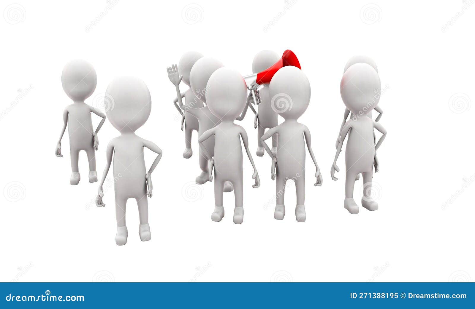 3d Man Announcing with a Megaphone Inside a Crowd Concept Stock ...