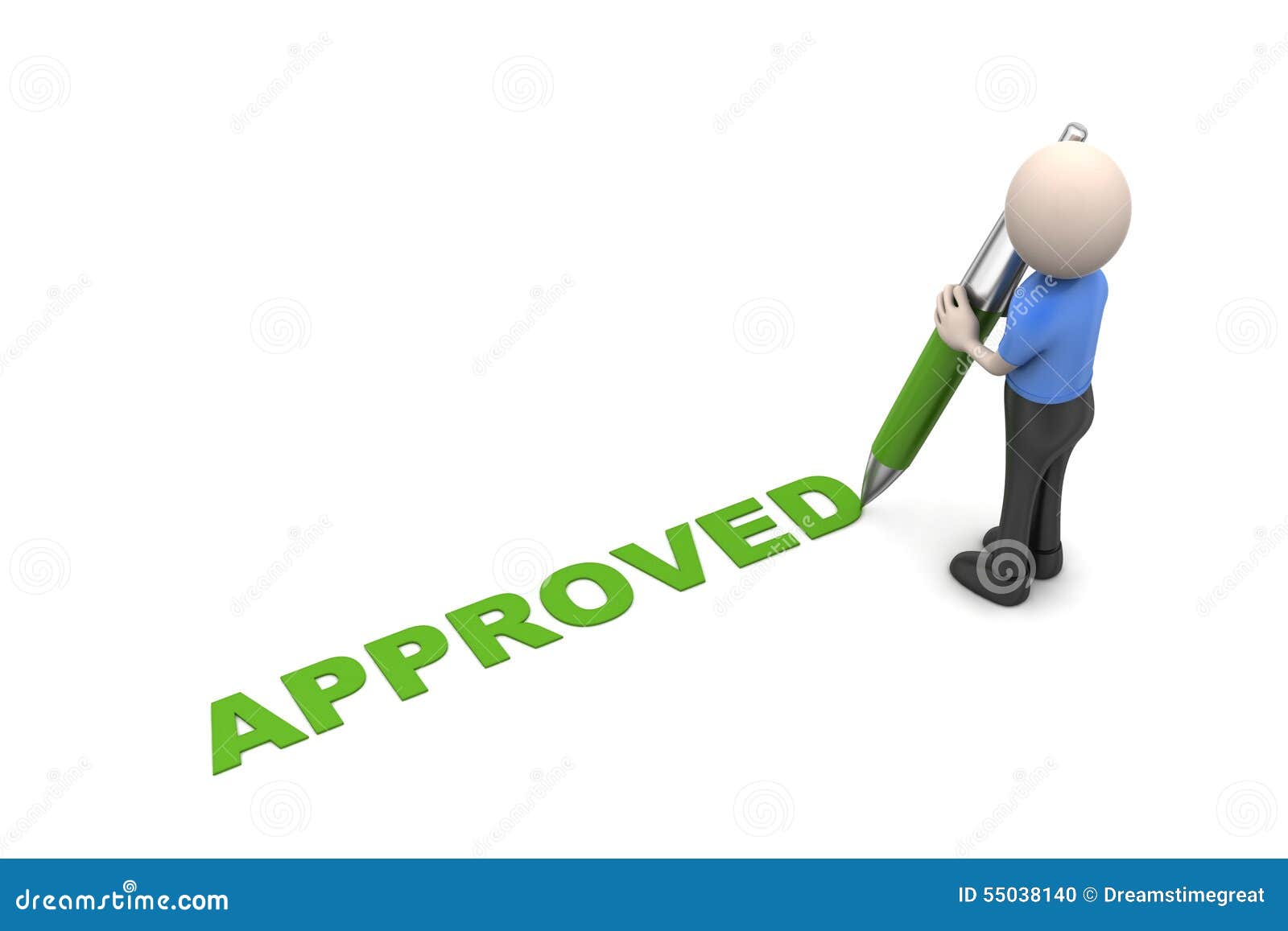3d man with approved text stock illustration. Illustration of agree ...