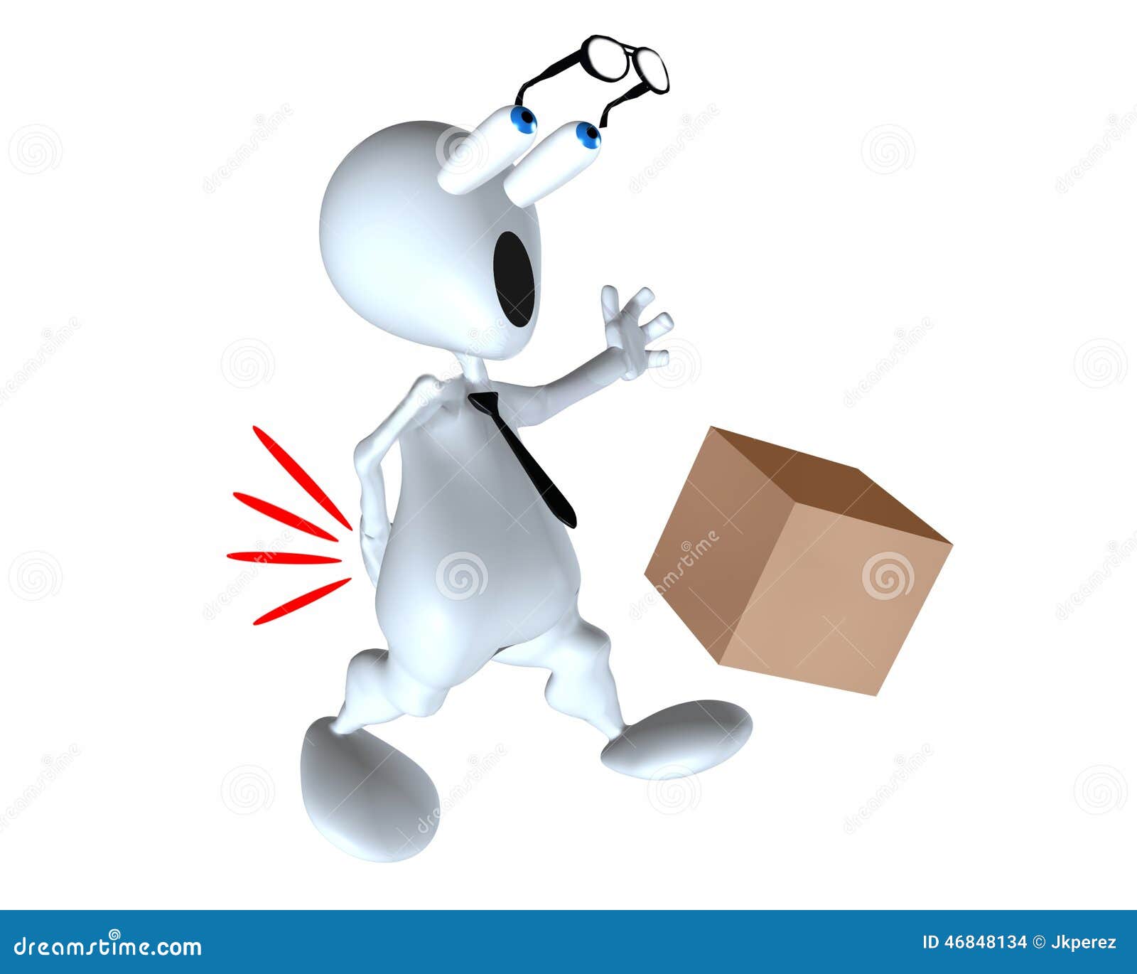 3d Man Back Injury Lifting a Box Incorrectly Stock Illustration ...