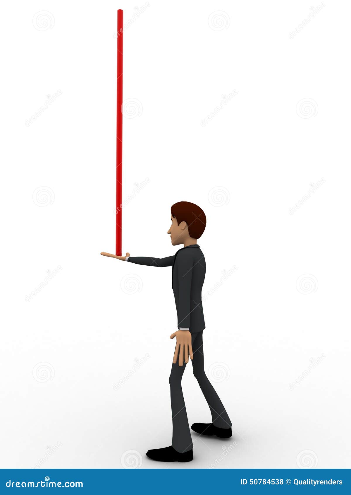 3d Man Balance Stick In One Hand Concept Stock Illustration ...