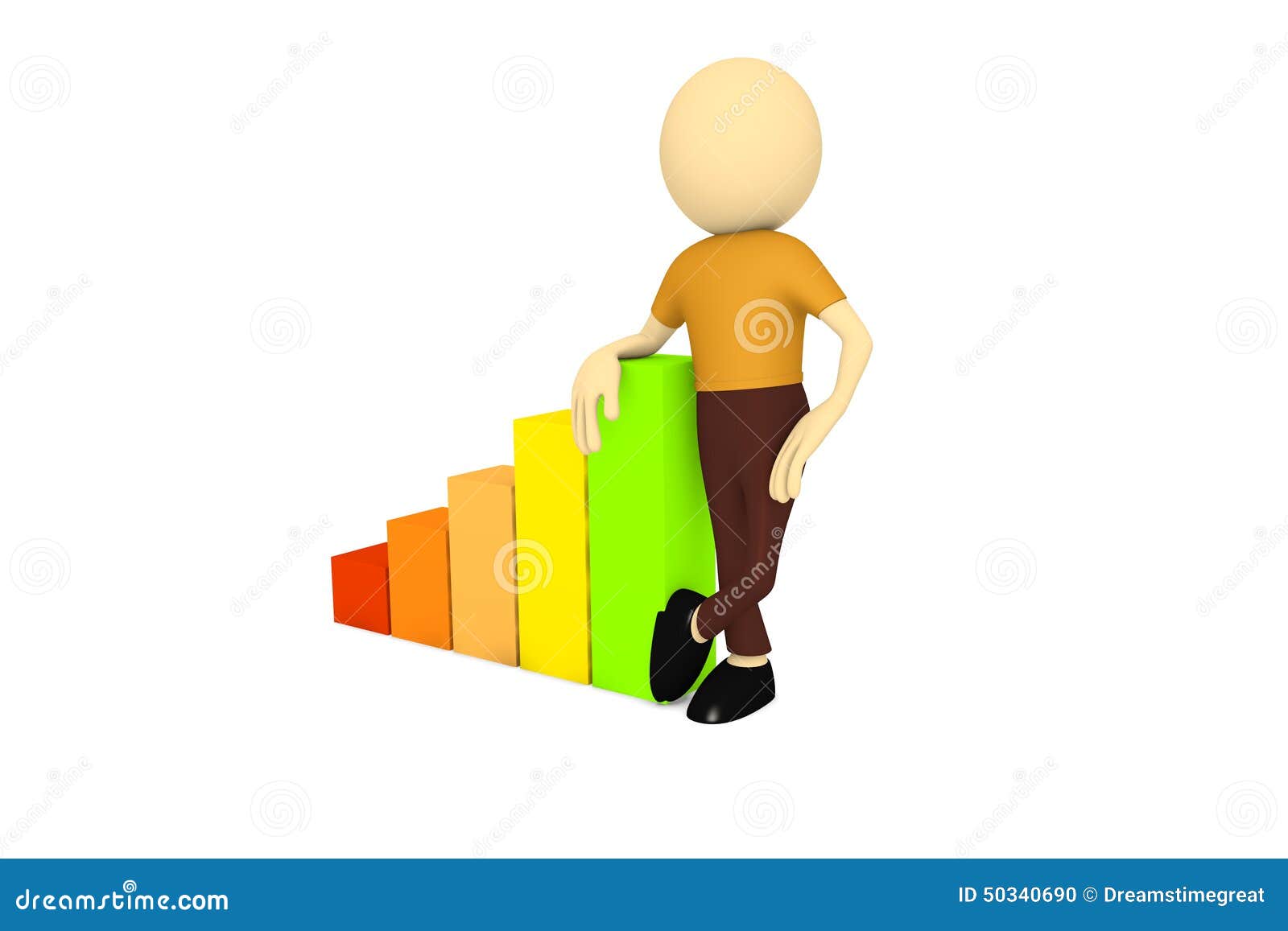 3d man and bar graph stock illustration. Illustration of company - 50340690