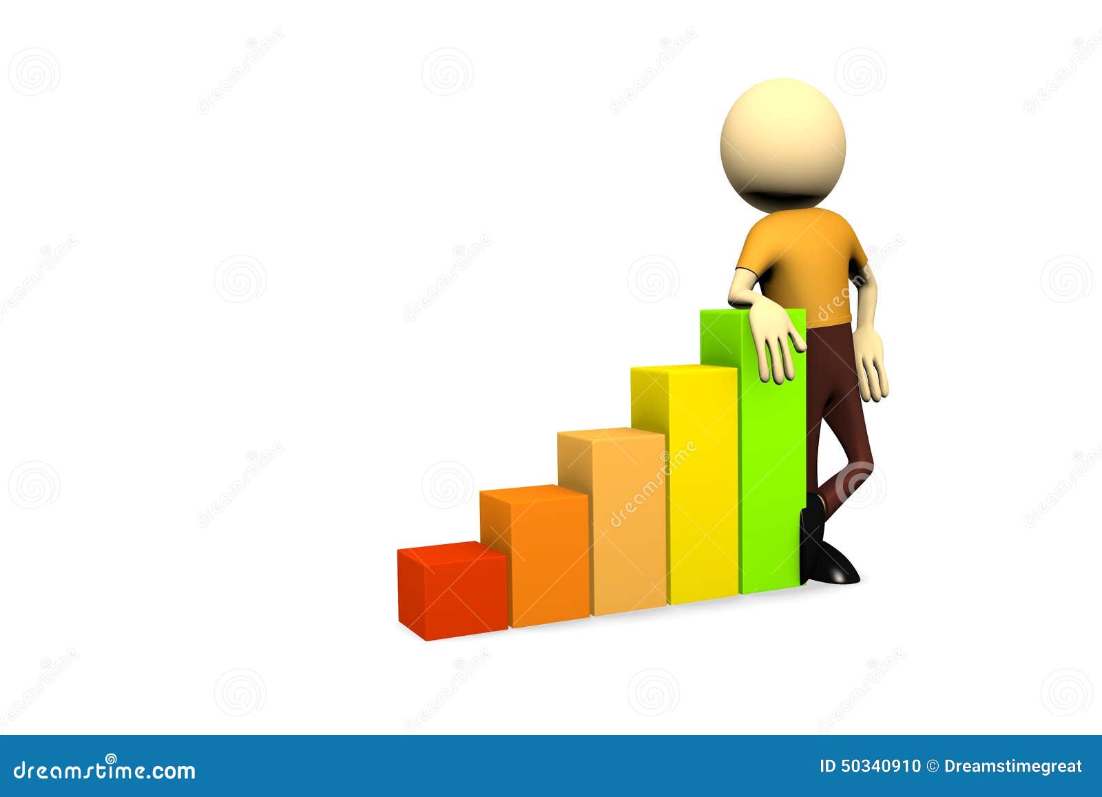 3d man and bar graph stock illustration. Illustration of businessman ...