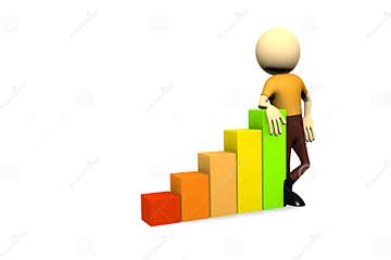 3d man and bar graph stock illustration. Illustration of businessman ...