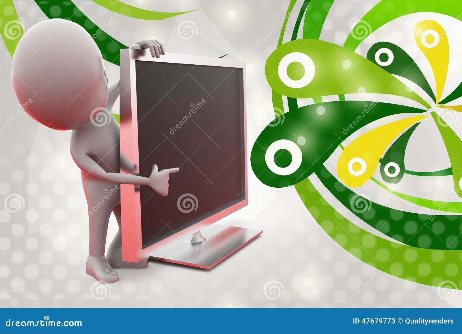 3d Man Behind Screen Illustration Stock Illustration - Illustration of ...