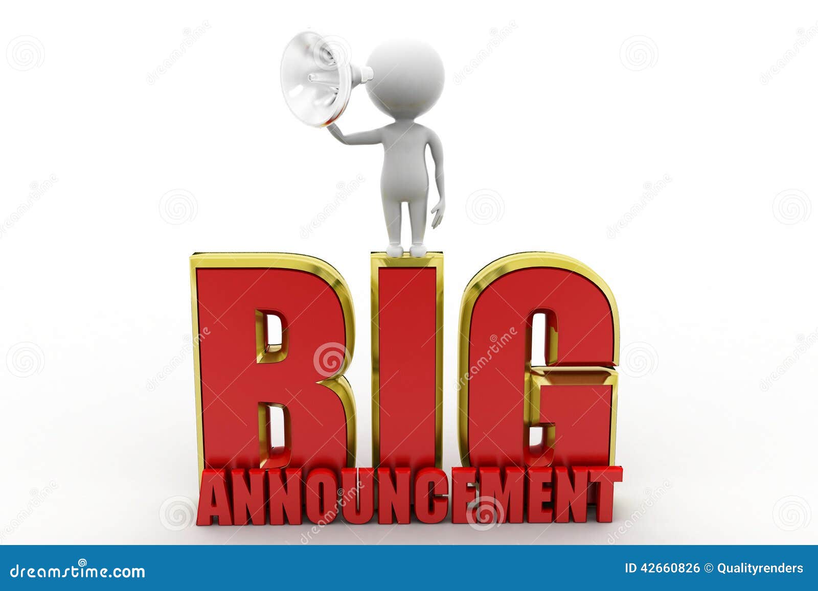 3d man big announcement stock illustration. Illustration of front ...