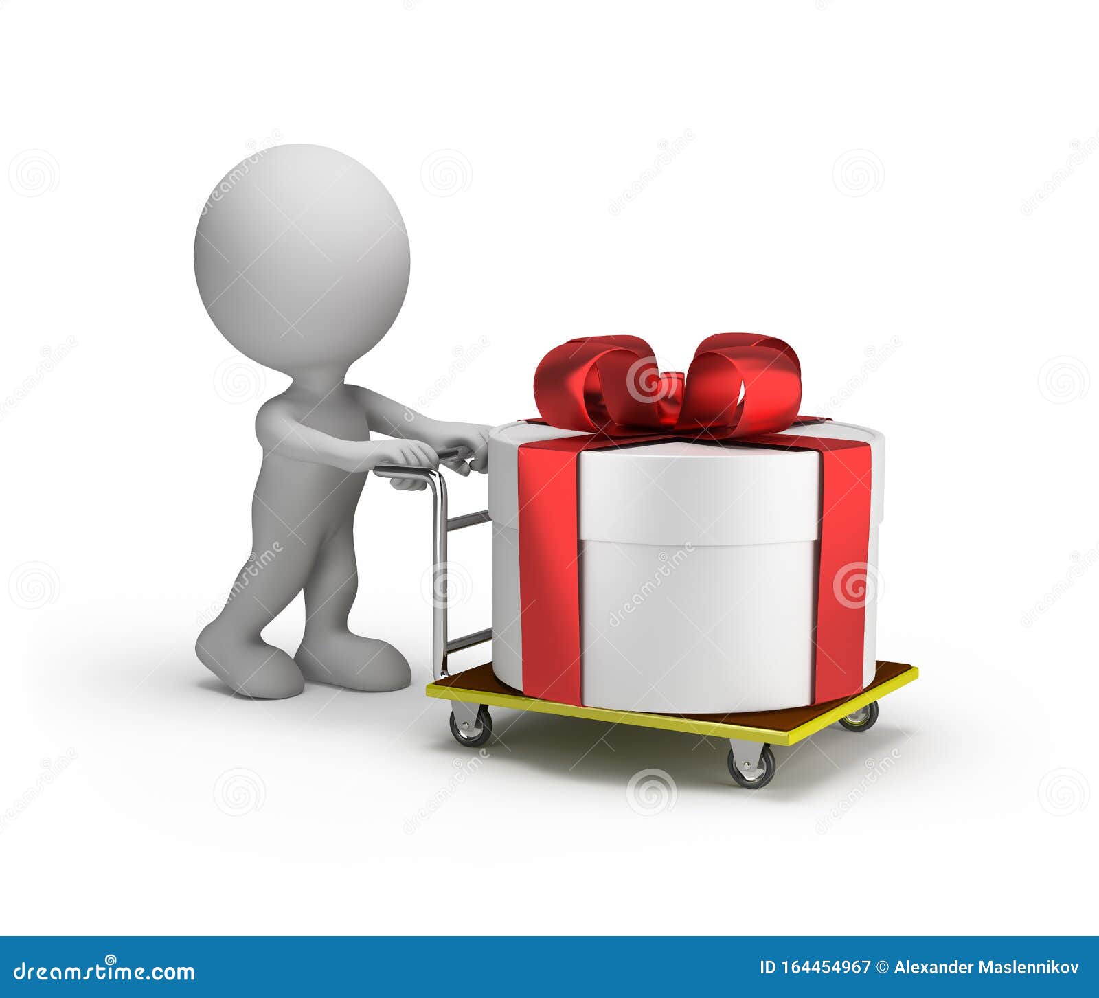 3d man with a big gift box stock illustration. Illustration of order ...