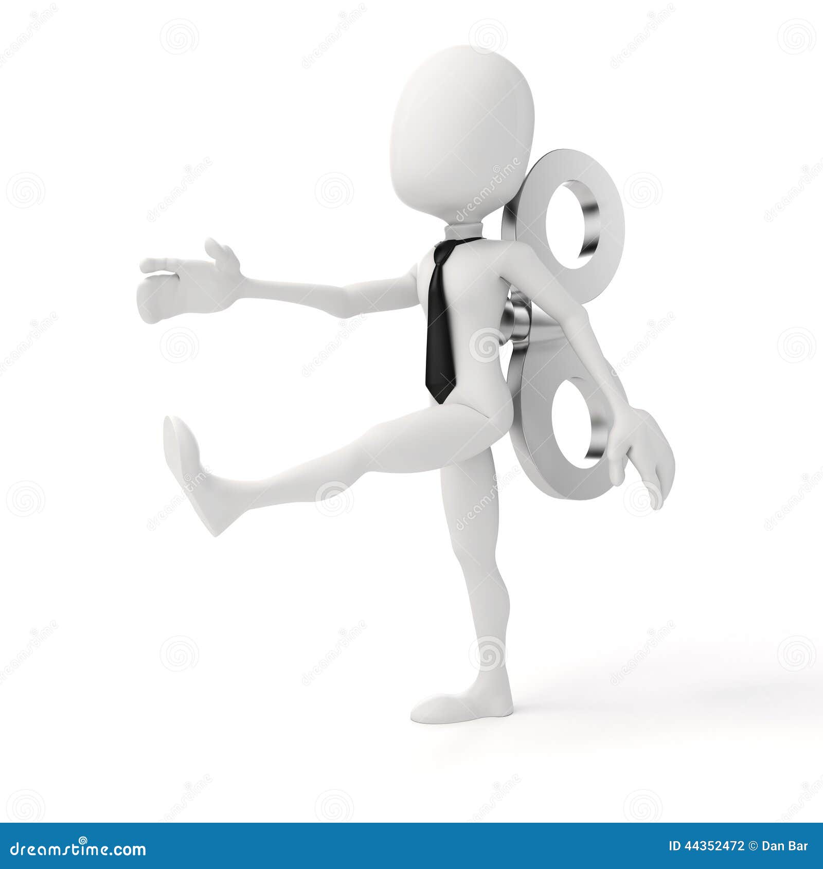 3d Man with a Big Key on the Back, Efficiency in Business Concept Stock ...