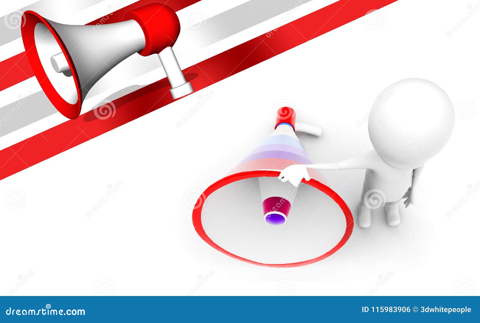 3d Man with Big Loud Speaker Concept Stock Illustration - Illustration ...