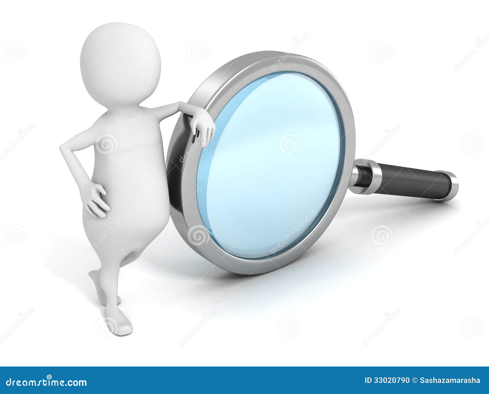 3d Man with Big Magnifying Glass. Search Concept Stock Illustration ...