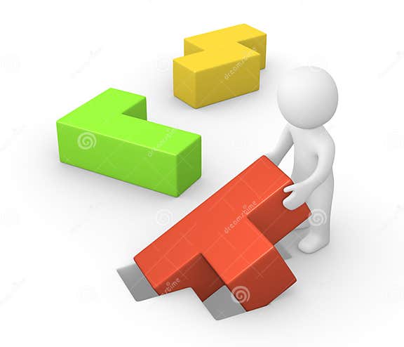 3d man with block stock illustration. Illustration of challenge - 35185714