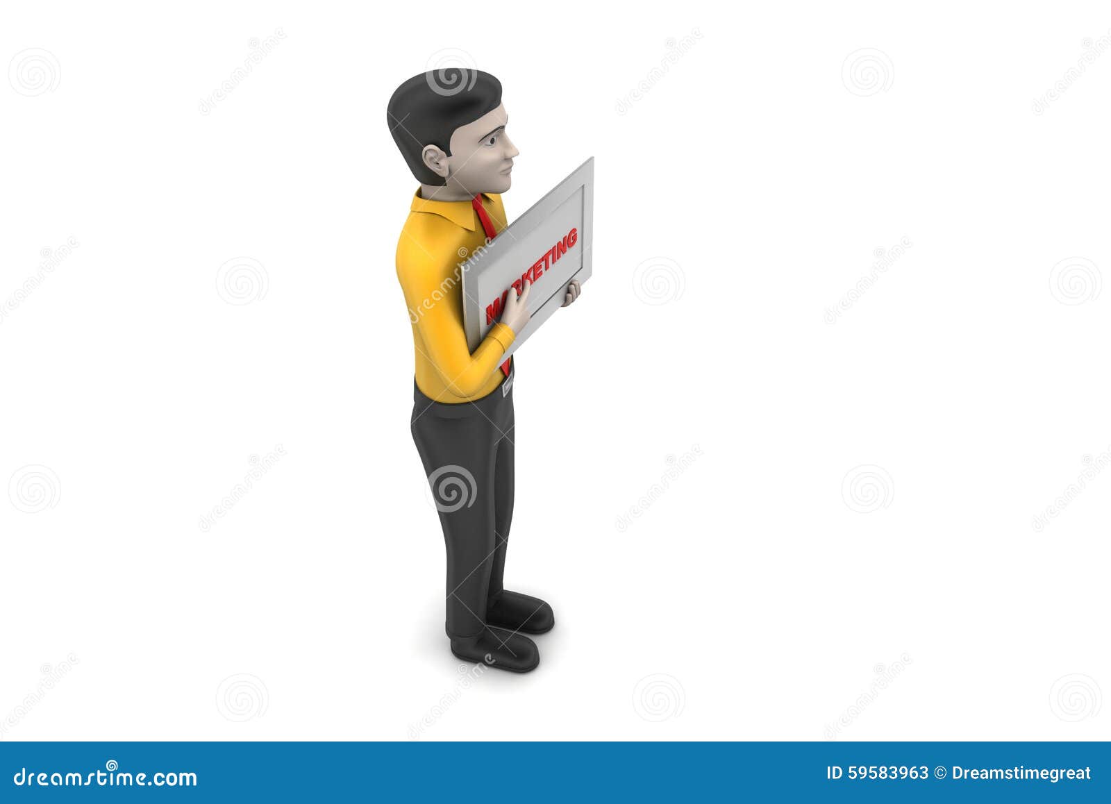 3d man with board stock illustration. Illustration of person - 59583963
