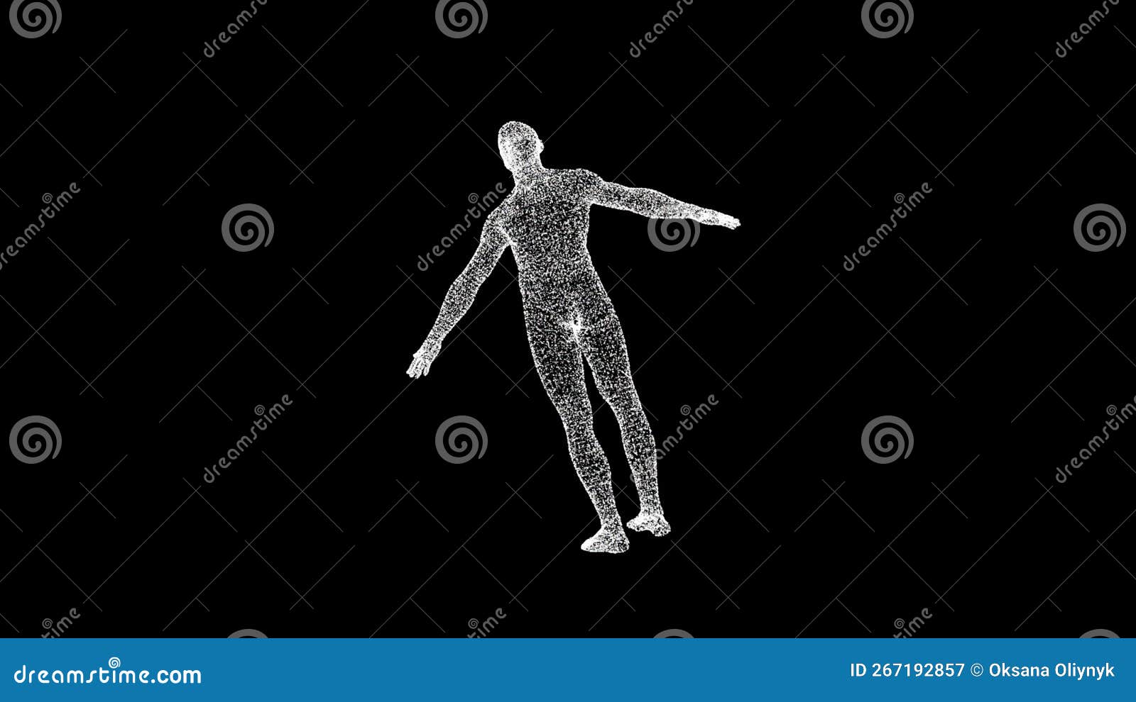 3D Man Body Model Consisting of Lines and Dots Rotates 3 Axes 60 FPS ...