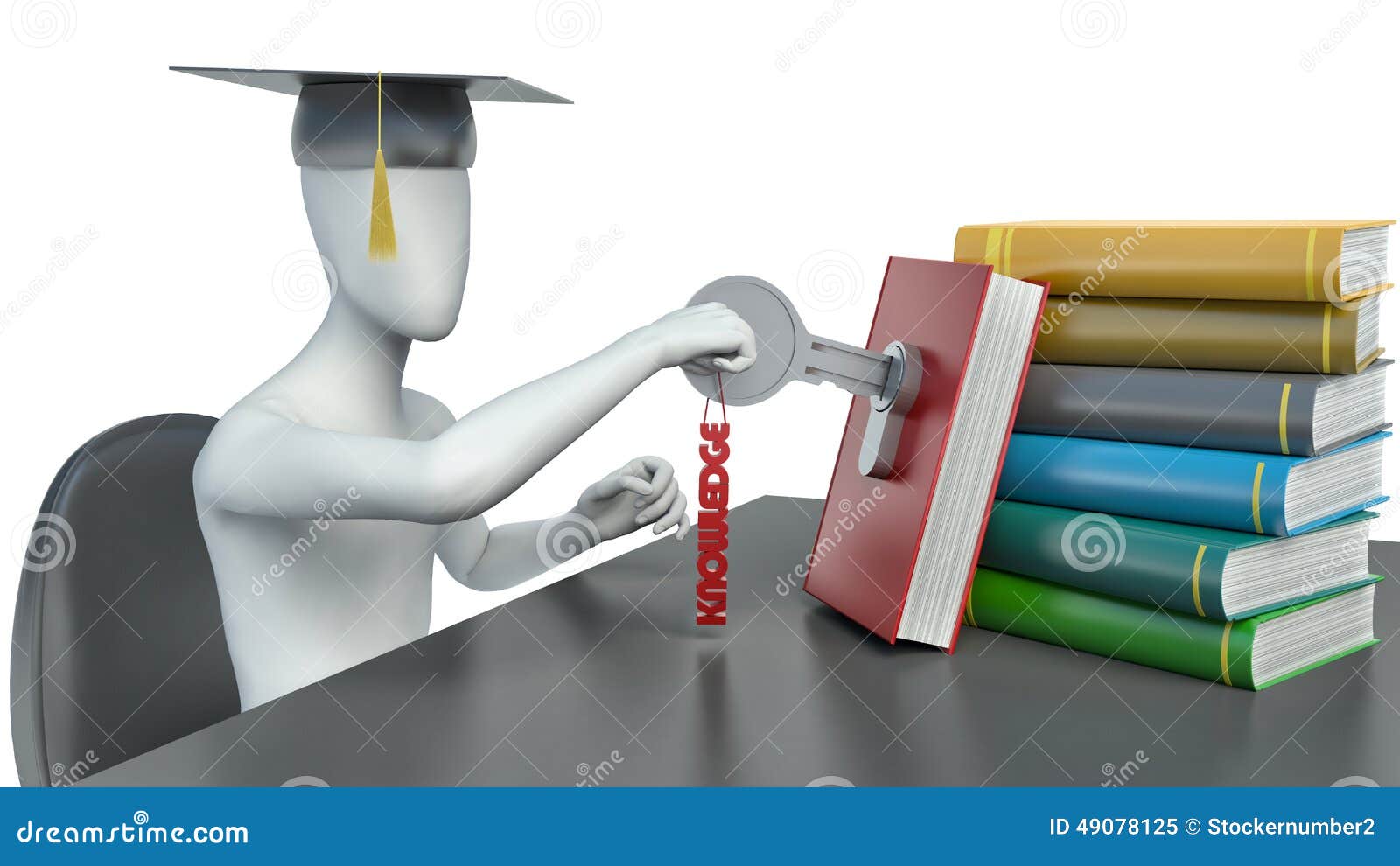 3d Man and Books with Knowledge Stock Illustration - Illustration of ...