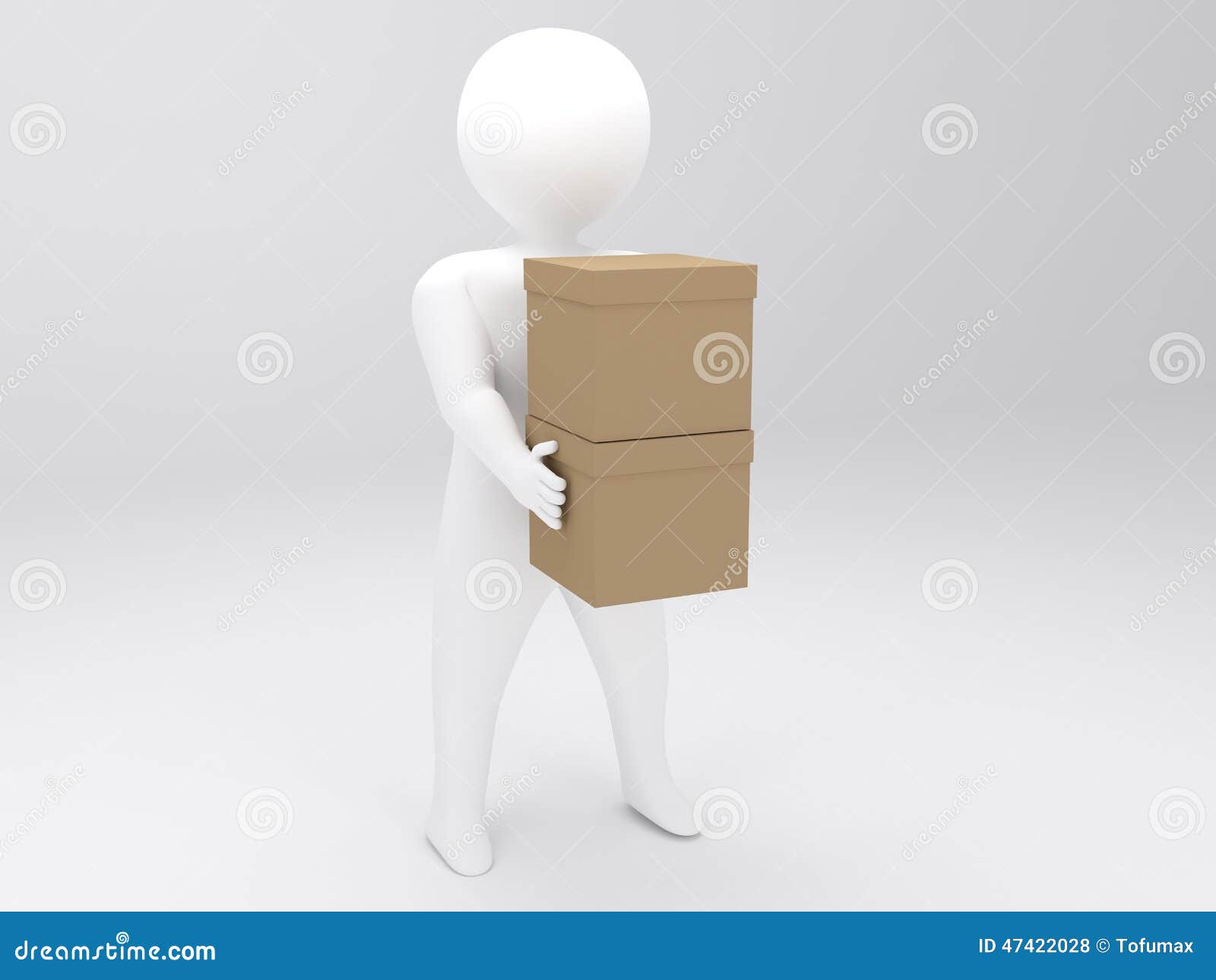 3d man with box stock illustration. Illustration of people - 47422028