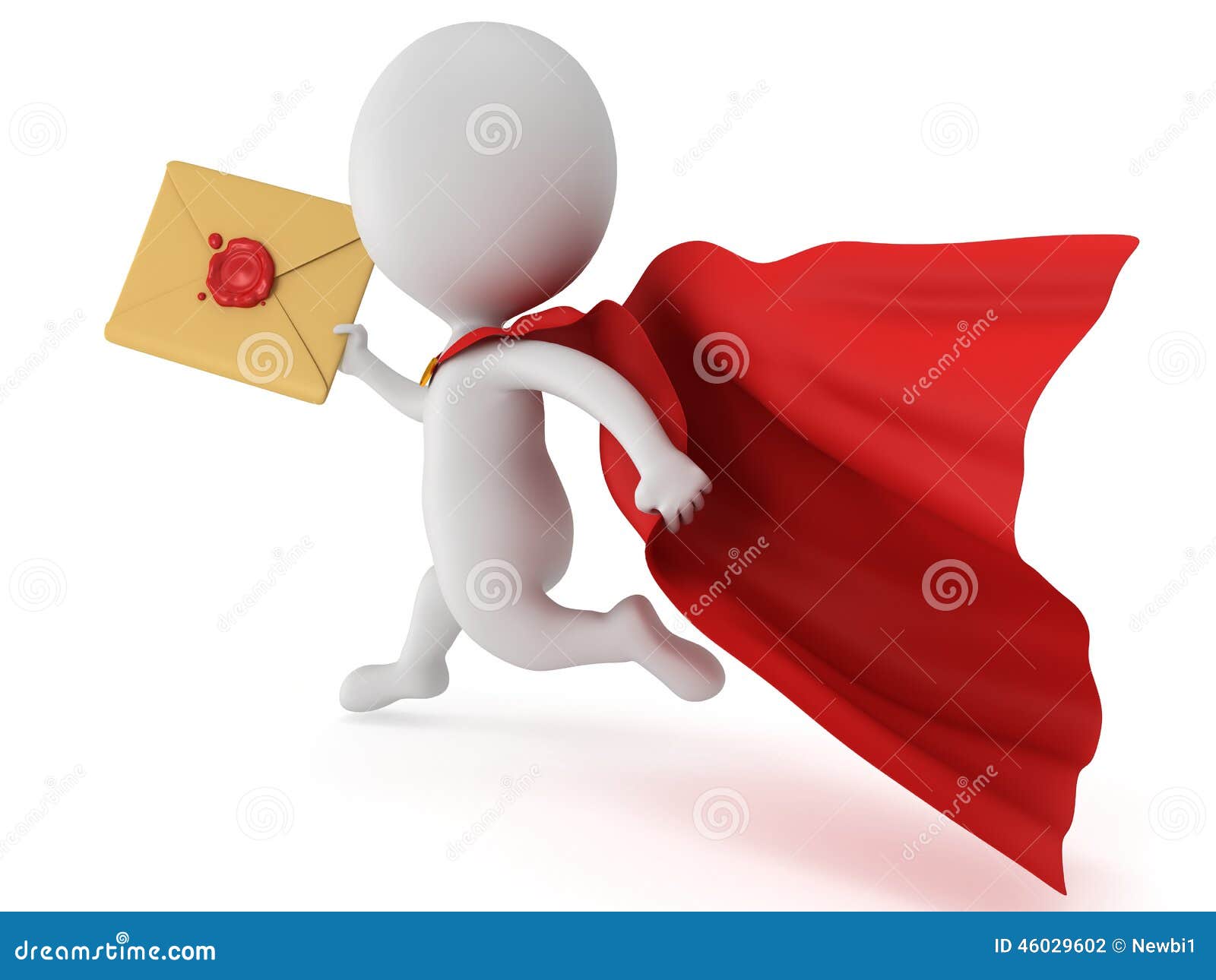 3d Man Brave Superhero and Mail Envelope Stock Illustration ...