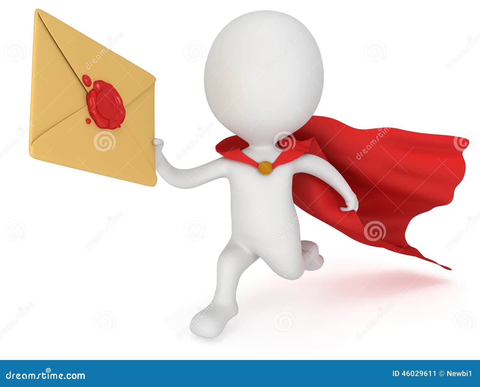 3d Man Brave Superhero and Mail Envelope Stock Illustration ...