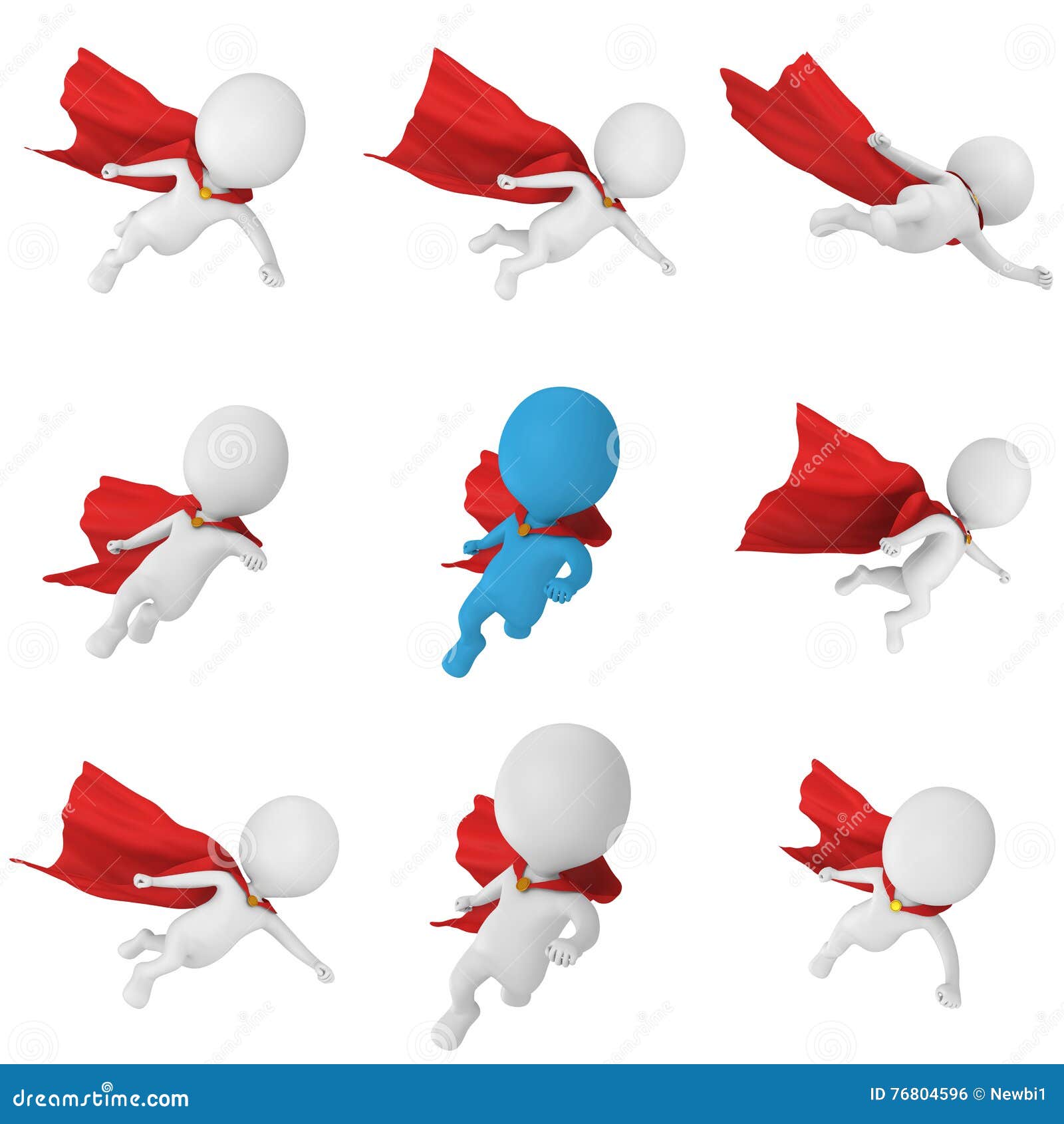 3d Man - Brave Superhero with Red Cloak Stock Illustration ...