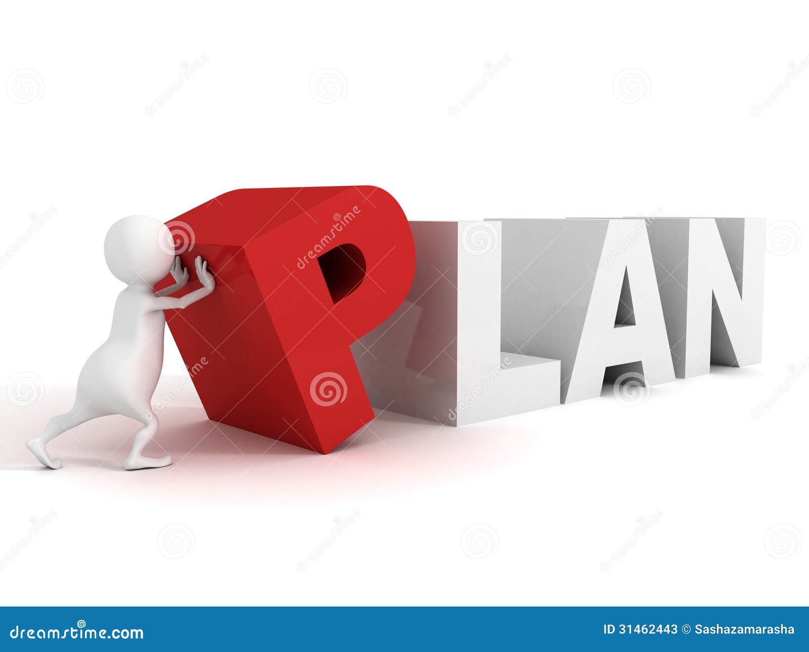 3d Man Build Concept PLAN Worn with Letters Stock Illustration ...