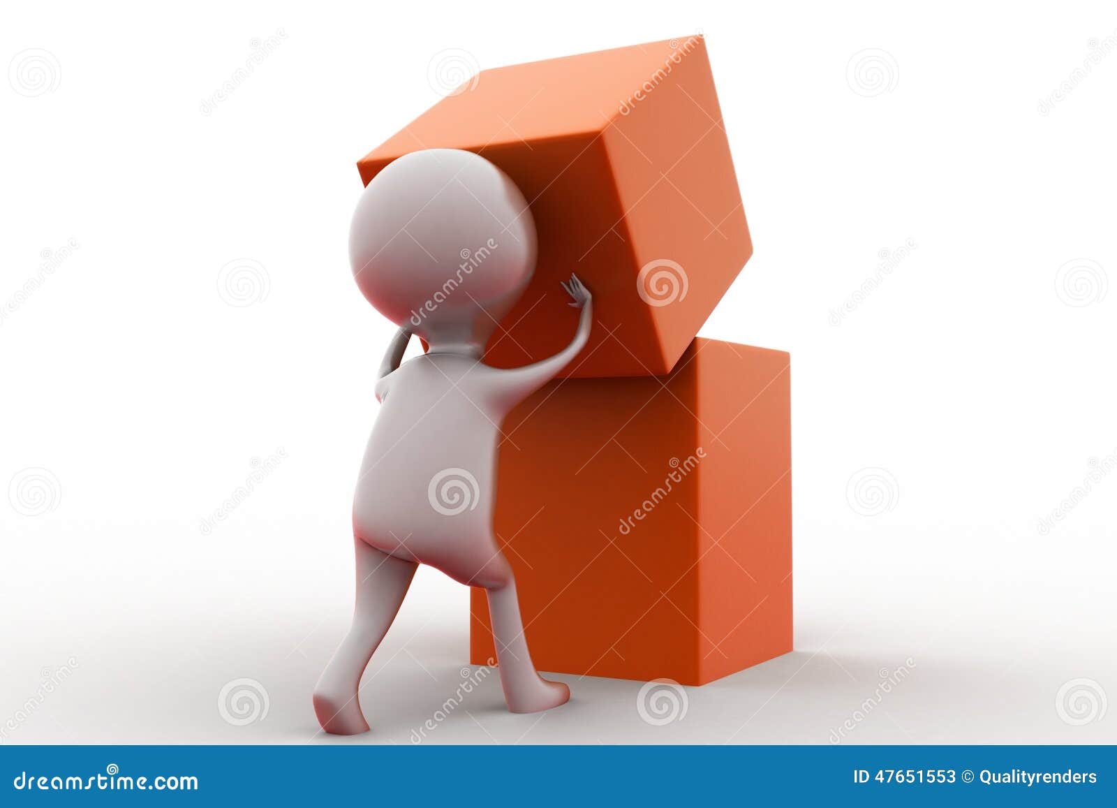 3d man build cube concept stock illustration. Illustration of ...