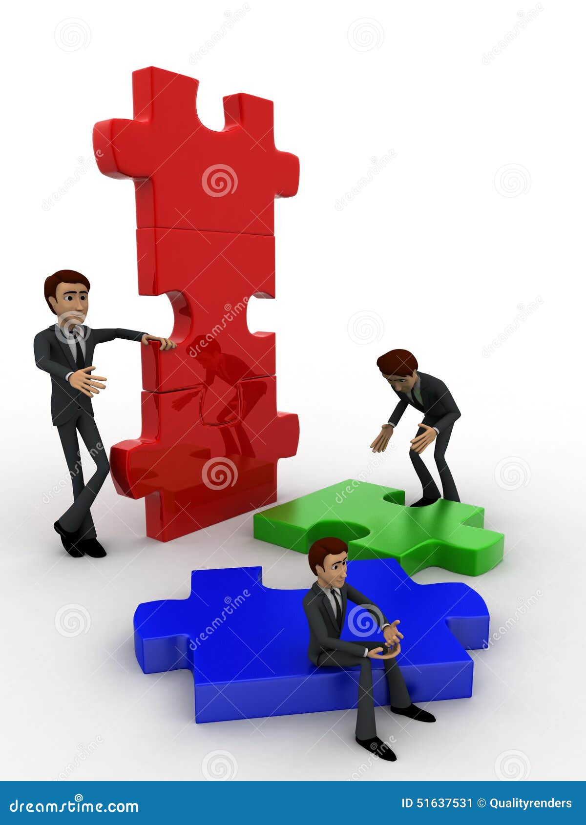 3d Man Build Puzzle Builing Concept Stock Illustration - Illustration ...