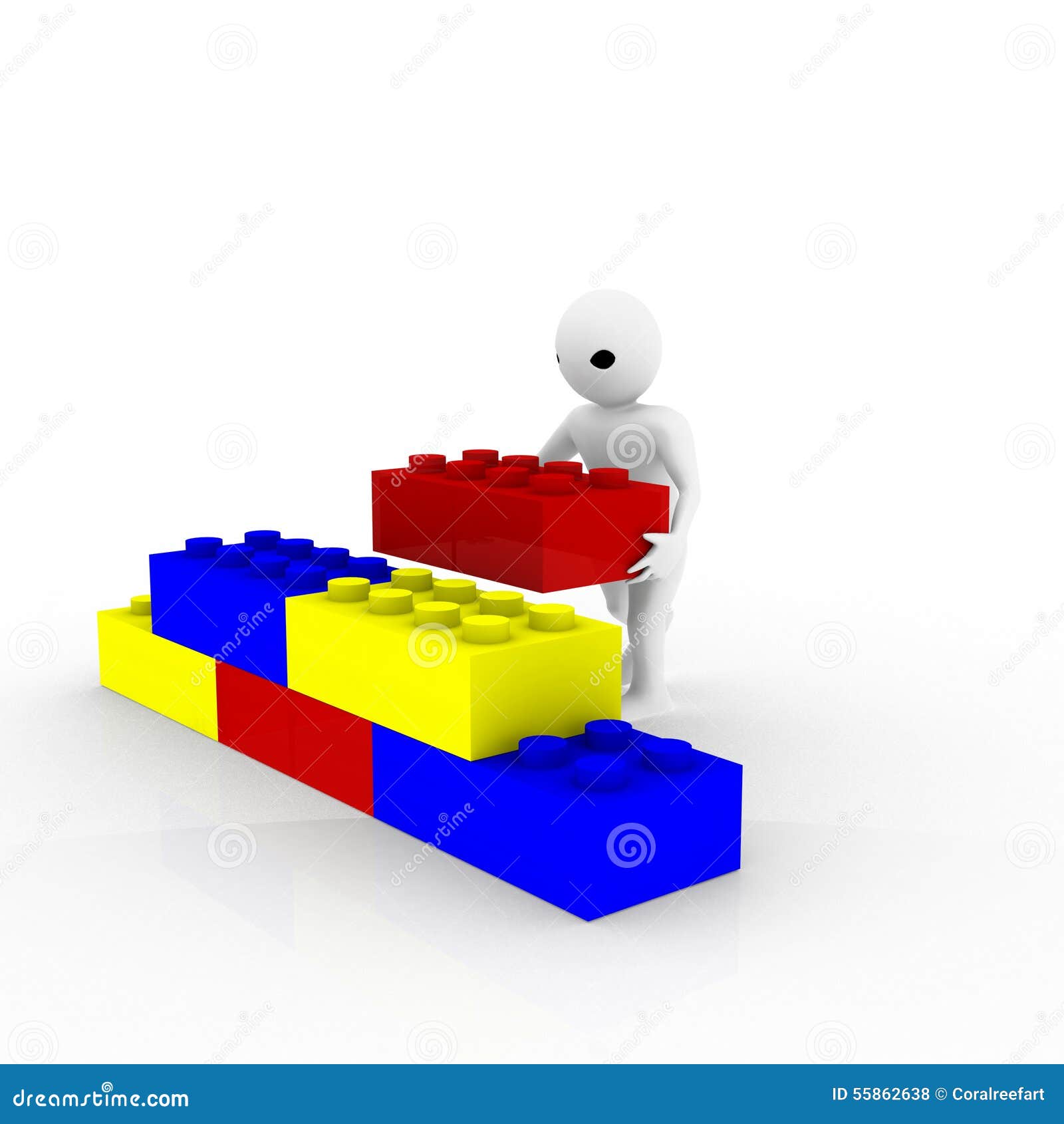 3d Man Build Structure of Block Pieces Illustration Stock Illustration ...