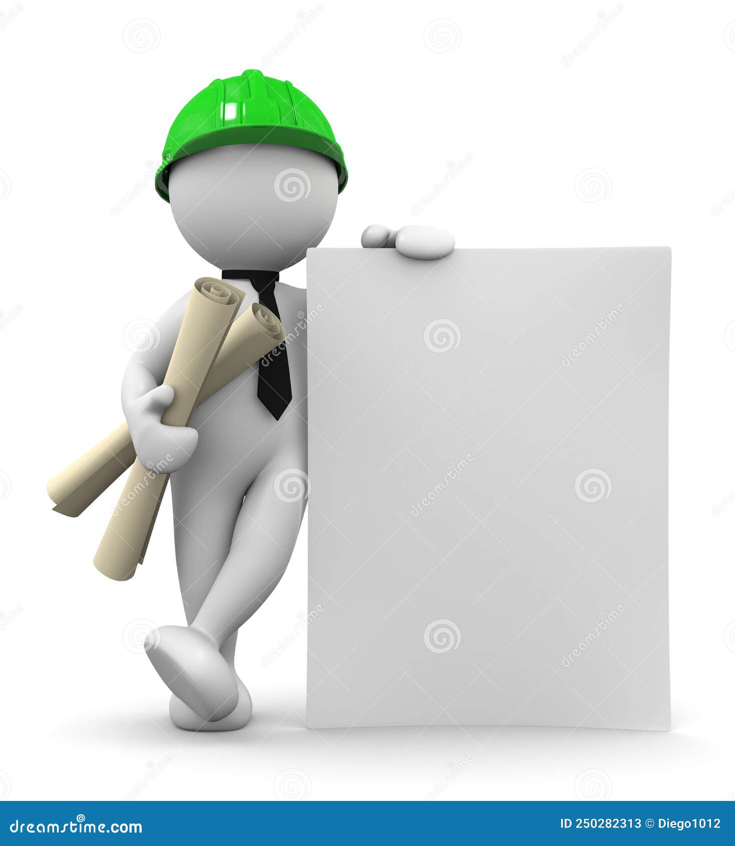 3d Man Builder with Project Stock Illustration - Illustration of worker ...