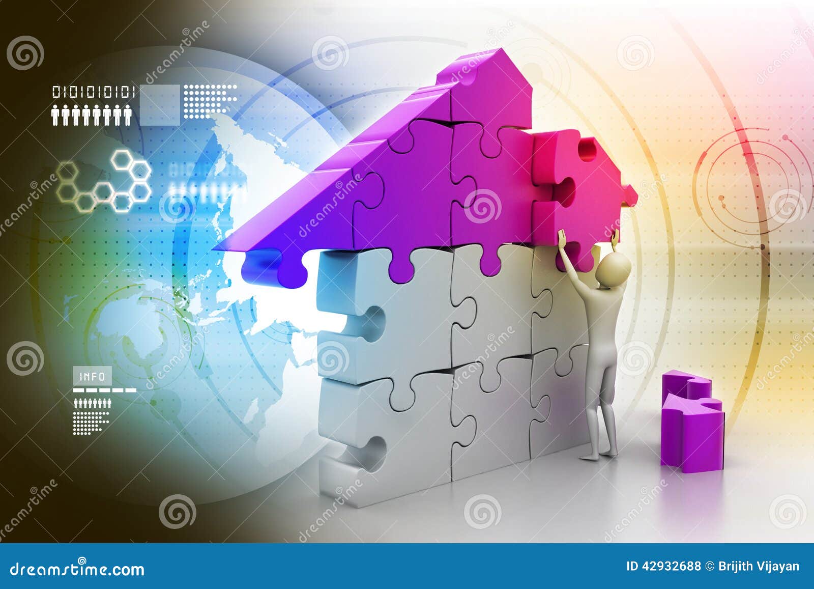 3d man, building the house stock illustration. Illustration of design ...