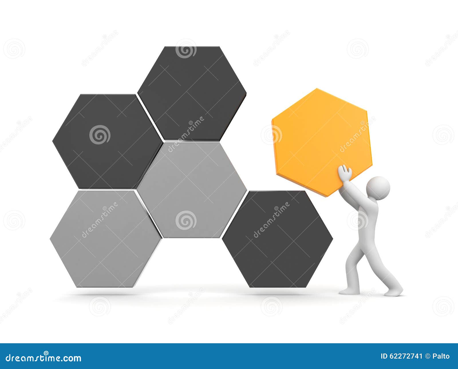 3d Man Builds an Abstract Structure Stock Illustration - Illustration ...