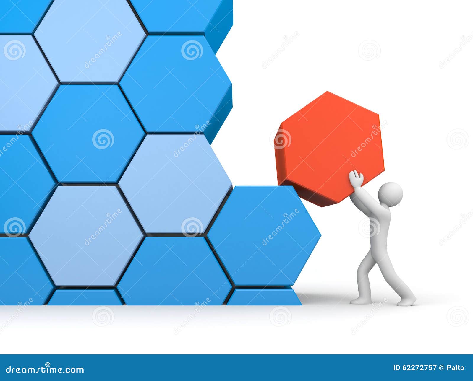 3d Man Builds an Abstract Structure Stock Illustration - Illustration ...