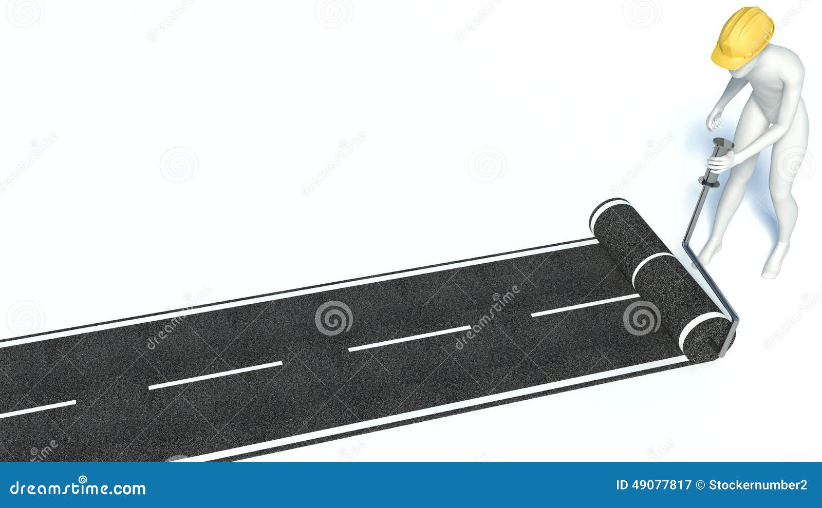 3d Man Builds a Road from Asphalt Stock Illustration - Illustration of ...
