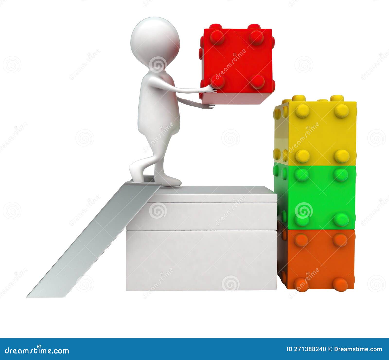3d Man Bulding with Toy Bricks Concept Stock Illustration ...