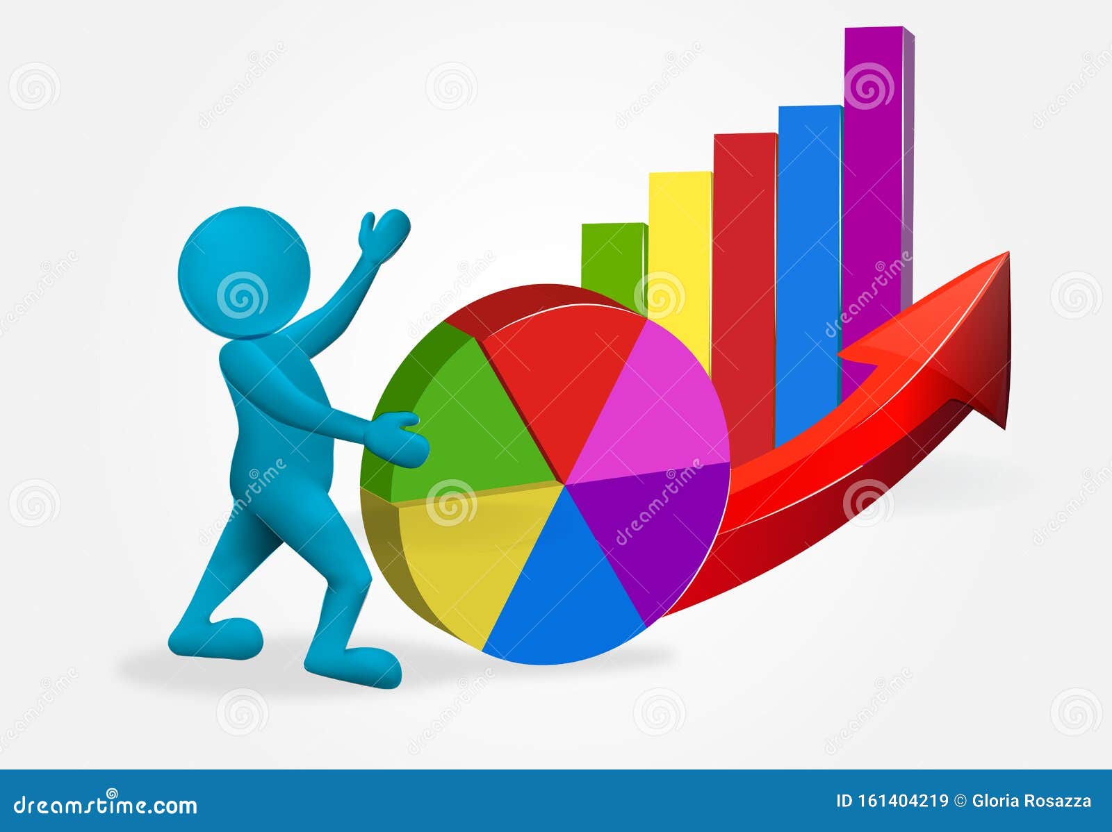 3d Man with Business Graph Statistics Growth Sales Icon Logo Vector ...