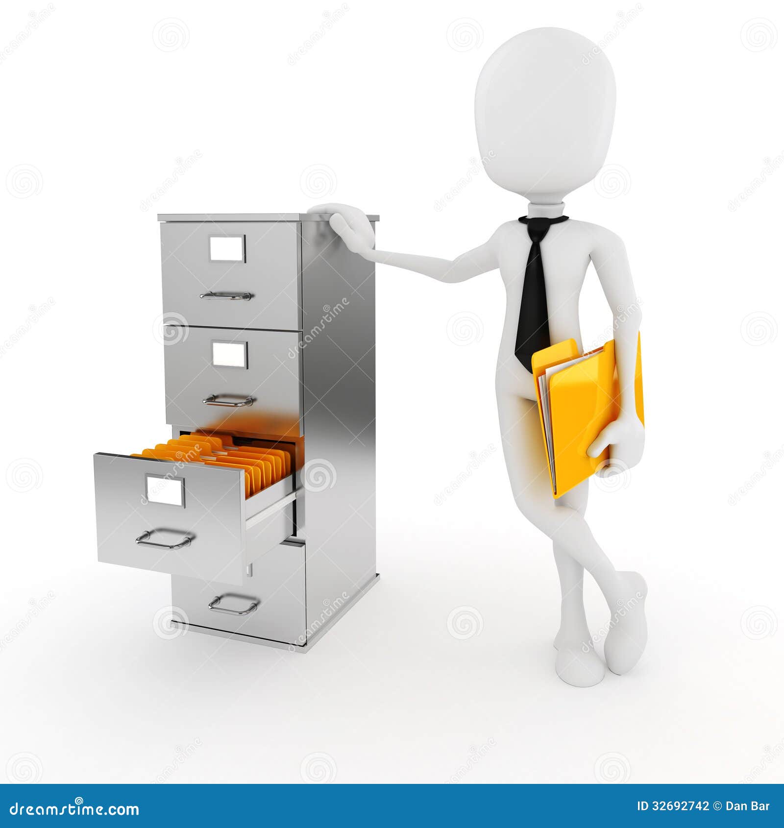 3d Man Business Man and File Cabinet Stock Illustration - Illustration ...