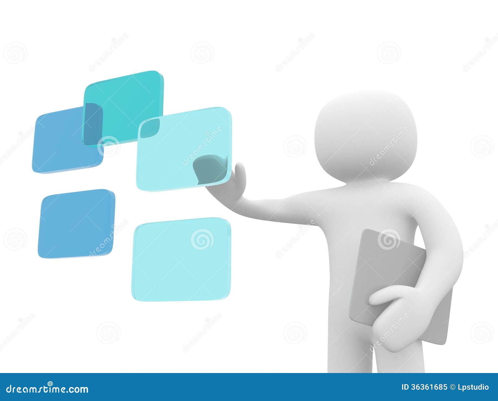 3d Man Business Man Making Choice Stock Illustration - Illustration of ...