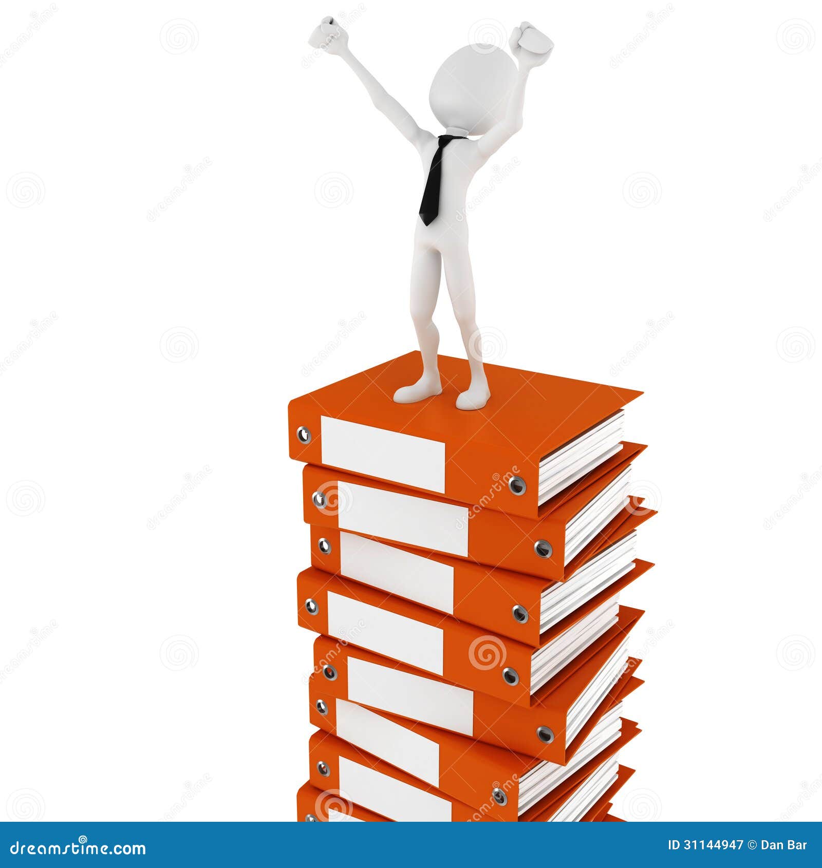 3d Man Businessman on a Pile of Blank Documents Stock Illustration ...