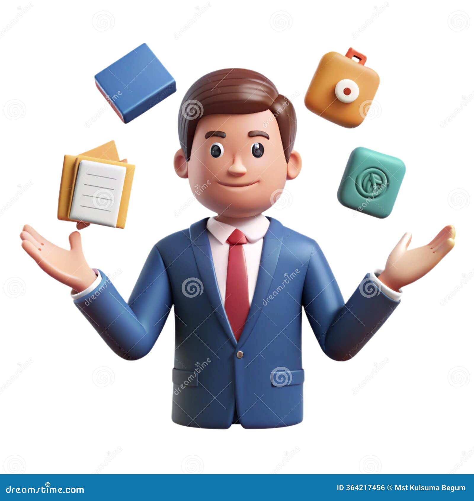 3D Man Businessman With Tons Of Work To Do On White Stock Photo ...