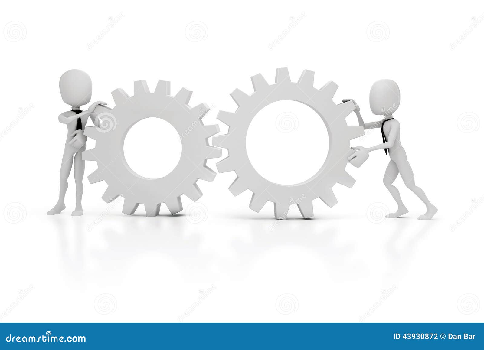 3d Man- Businessmen Pushing Two Gear Wheels Stock Illustration ...